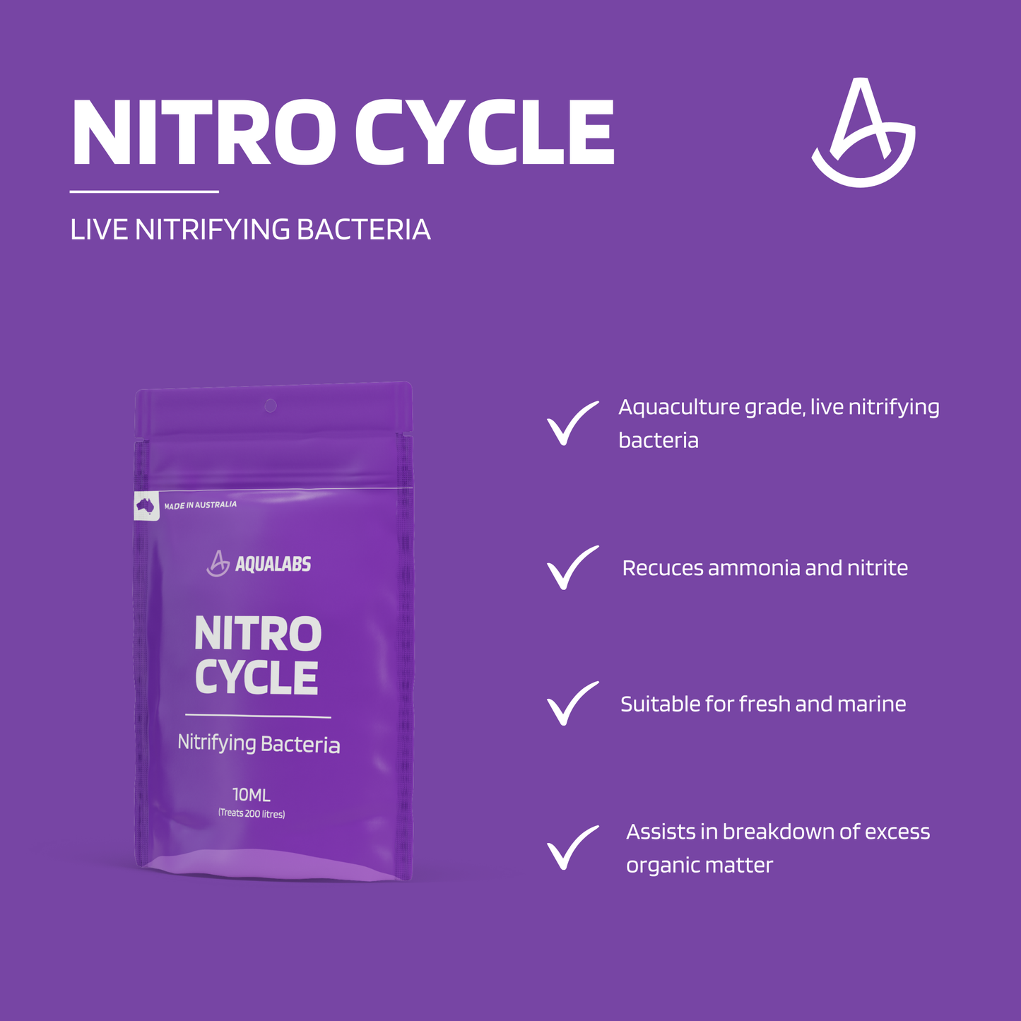 AquaLabs Nitro Cycle (10ml) - Nitrifying Bacteria for Aquarium – AQUALABS